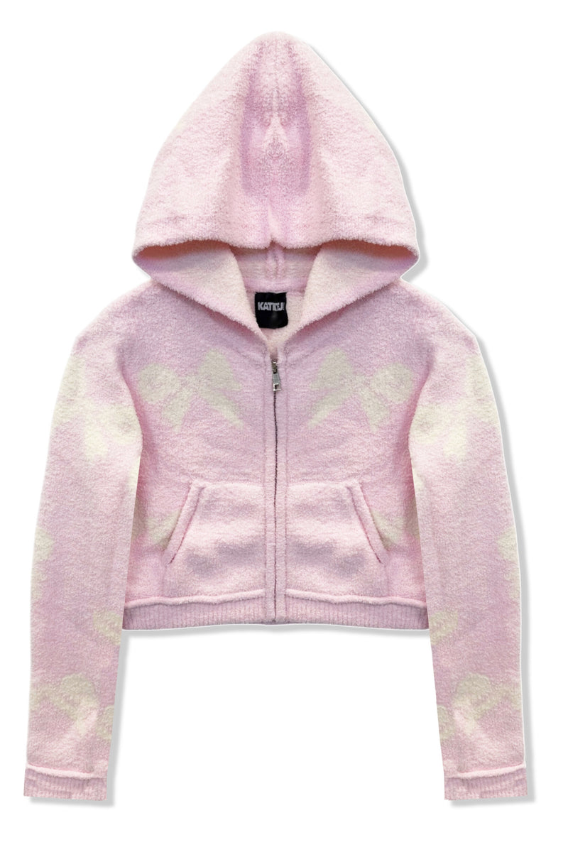 TWEEN PARKER COMFY ZIP HOODIE W/ INTARSIA BOW DESIGN – KatieJNYC